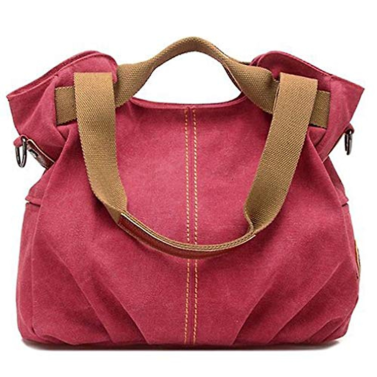 coofig Womens Canvas Handbags Bulk Hobo Tote Bags Vintage Retro Casual Shoulder Bags(Wine Red)