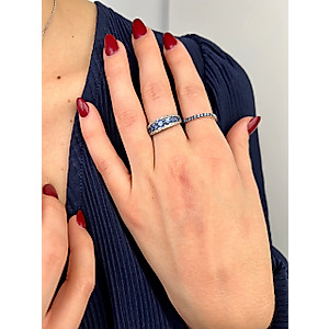 LE VIAN 1/4 Carat Diamond and 1 Carat Blue Sapphire Band Ring for Women in 14k White Gold (Fancy Brown, cttw) Promise Anniversary Ring Size 7 by LeVian