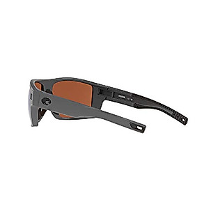 Costa Del Mar Men's Diego Polarized Rectangular Sunglasses, Matte Grey/Green Mirrored Polarized-580G, 62 mm