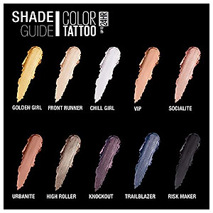 Maybelline Color Tattoo Waterproof Fade Resistant Crease Resistant Blendable Cream Eyeshadow Pots Makeup, Socialite, 0.14 Oz