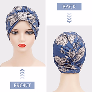 FADACHY Silk Bonnet for Sleeping Women, 4 Pieces Satin Lined Sleep Cap Double-Layered, Sleep Satin Bonnet Hair Care, Night Silk Turban Hair Wrap