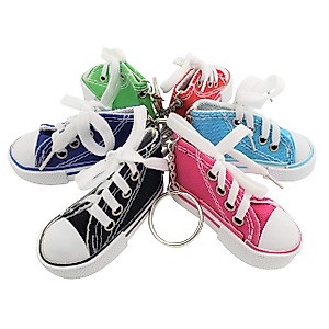Zugar Land 12 Pack Random Colors. Miniature Sneaker Shoes Keychains (3") 6 Colors: Pink, Light Blue, Green, Red, Blue, Black. Backpacks, Key Chains (12 Pack - Random Colors)