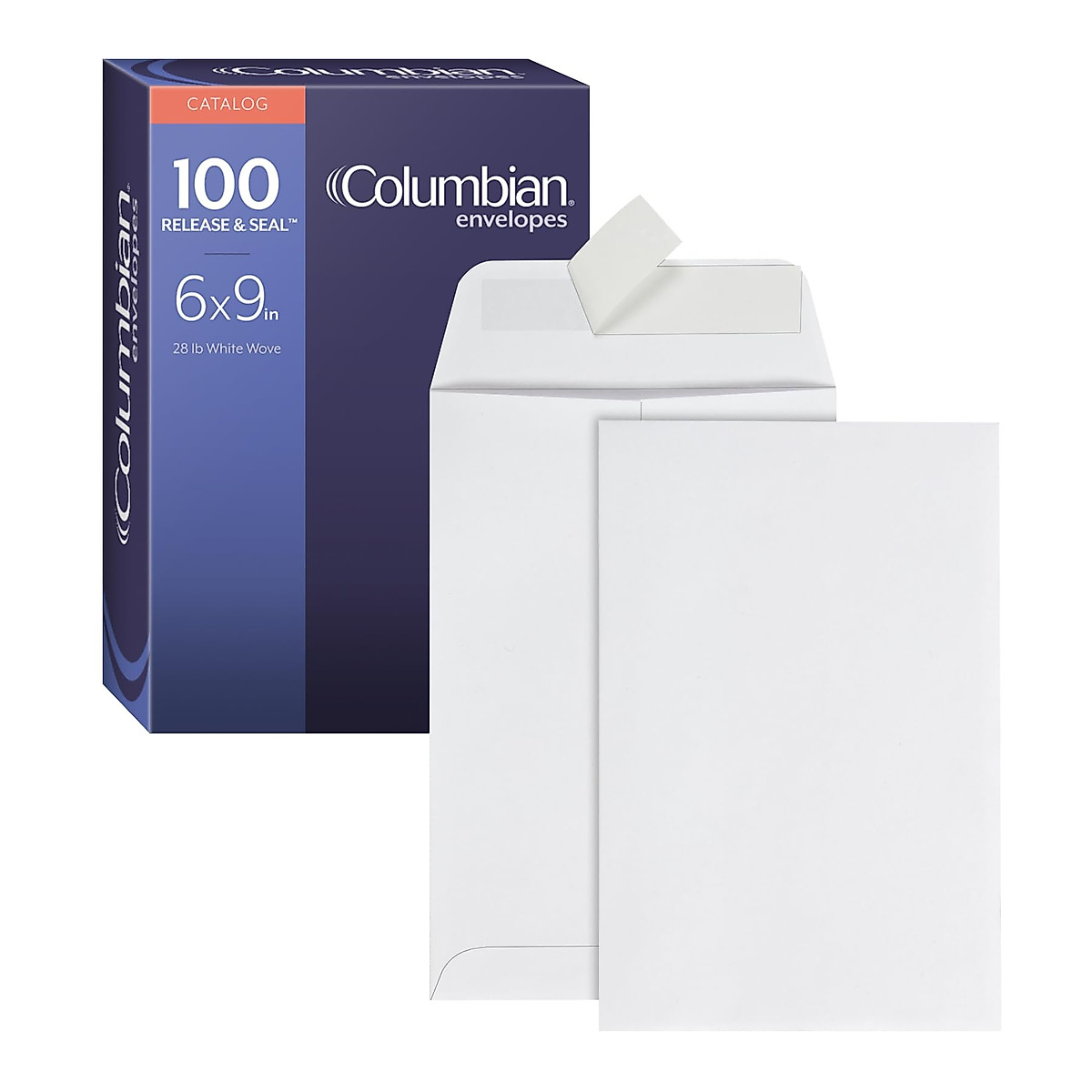 Columbian Catalog Envelopes, 6" x 9", Release & Seal Self-Sealing Closure, 28 lb White Wove, 100 per Box (COLO652)