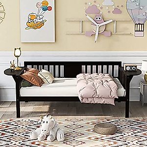 HomJoones Daybed, Wood Day Bed Frame for Adults Twin Size Sofa Bed for Bedroom, Living Room (Twin Espresso)