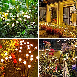 Anerbili Solar Firefly Lights,New Upgraded 8 LED Solar Garden Lights Swaying Light, Sway by Wind,Solar Outdoor Lights Waterproof Yard Patio Pathway Decoration,Warm White (4 Pack)