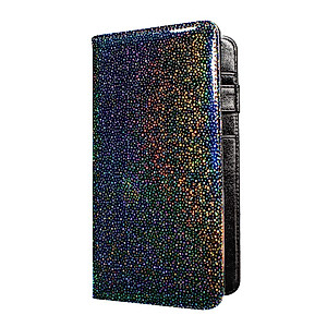 Mymazn Holographic Glitter Server Book with Zipper Pocket 5x9 Waitress Book with Magnetic Closure Pocket Serving Book for Waitress Wallet
