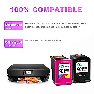 ColoWorld Remanufactured 901 Ink Cartridge Replacement for HP 901 XL Combo Pack Work with OfficeJet J4550 J4680 4500 J4580 J4540 J4500 J4680c G510a G510b G510g G510h G510n Printer (1 Black 1 Color)
