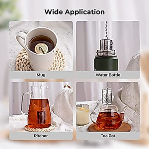 2 Pack Reinmoson Tea Strainers for Loose Tea, Extra Fine Mesh Tea Infuser for Loose Leaf Tea, 304 Stainless Steel & Updated Slim Threaded Lid, Loose Leaf Tea Steeper for Black Tea, Rooibos, etc