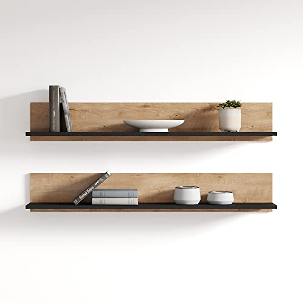MEBLE FURNITURE & RUGS Soho S5 Modular Modern Wall Mounted Floating 2 Piece Shelf Set