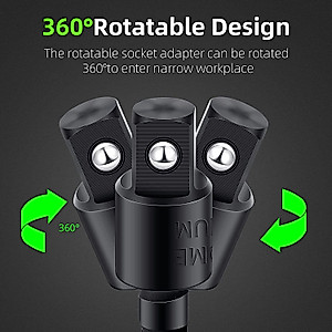 Pommes 4-Piece Power Drill Sockets Adapter Sets,360degreeRotatable 1/4inch 3/8inch 1/2inch Impact Grade Driver Extension Set Bit+105 Degree Right Angle Screwdriver Hex Bit Socket 4 Black