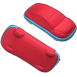 Ergonflow Pack of 2 Candy Color Kids Cartoon Sunglasses Case Car Shaped Spectacle Zipper Hard Eyeglass Case Box, Colors may vary