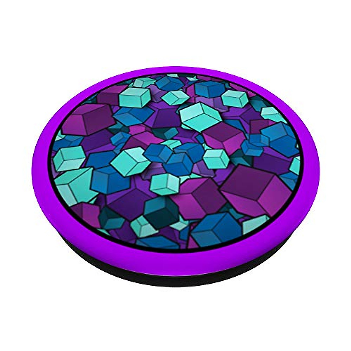 Geometric Cube Shape Blocks Purple Blue Abstract Art Design PopSockets Swappable PopGrip