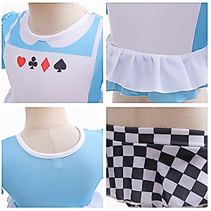 HIHCBF Alice in Wonderland Princess Two-Piece Tankini Swimsuits for Girls Swimwear Surf Beach Summer Swimming Bikini Set 18-24M