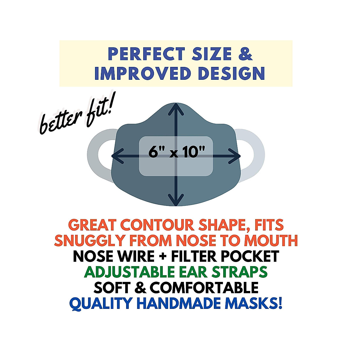 Hope Love Shine Checkered Face Masks w/Adjustable Ear Loops & Filter Pocket - Reusable, Washable Cloth Fabric Face Masks for Women, Men, Adult (Solid Black, Buffalo Plaid Red, Navy, White - 4 Pack)