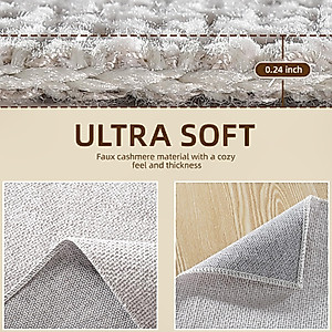 UMBFUN Area Rugs 5x7 for Bedroom Living Room Non-Slip, Washable Rug Chenille Weaving Ultra Soft for Kids and Dogs, Throw Rugs Carpet for Dining Room Decor, White Cream