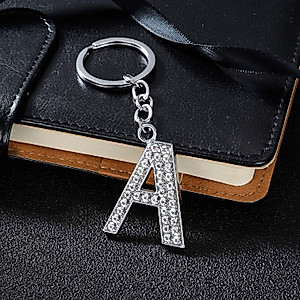BESPMOSP A-Z Initials Letter Keychain Best Friend Gift Keychains for Women Shiny Crystal Keyring Birthday Gifts (A)