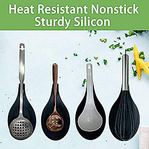 Spoon Rest For Kitchen Utensil Silicone Oven Mitts Heat Insulation Silicone Trivet Mats Hot Potholders set （6 Pcs）