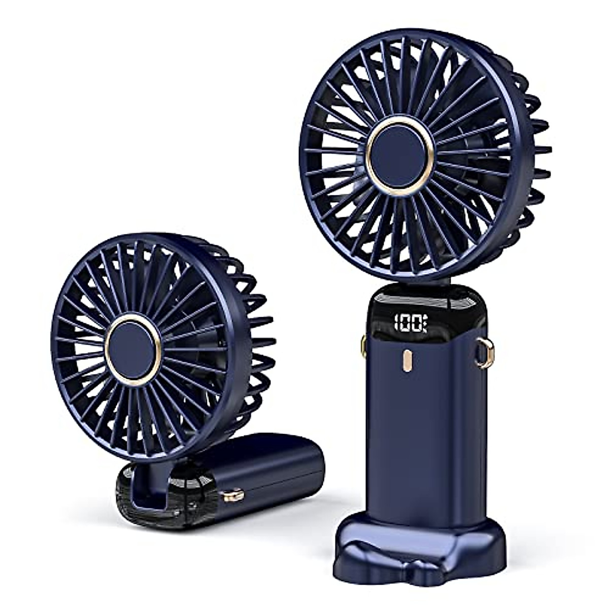 JANREAY Mini Handheld Fan, USB Desk Fan, Small Personal Portable Table Fan 5 Speed with USB Rechargeable Battery Operated Cooling Folding Electric Fan for Travel Office Room Household (Blue)…