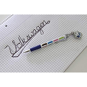 BRISA VW Collection - Volkswagen Samba Bus T1 Camper Van Pen, Ballpoint Pen with Charm (White)