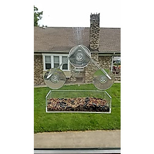 Window Bird House Feeder with Extra Strong Suction Cups Clear Bird Seed Holder for Outside Birdhouse Shape WMBF0001