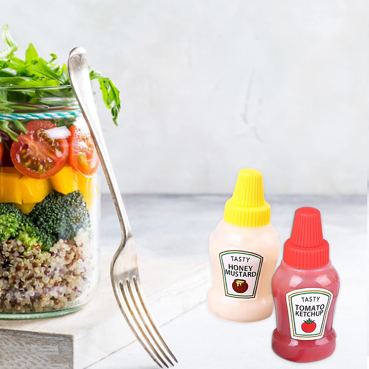 Mini Sauce Bottle,Mini Condiment Squeeze Bottles,Honey/Ketchup/Soy Sauce/Salad Dressing Dispensers Squeezable Jars Containers