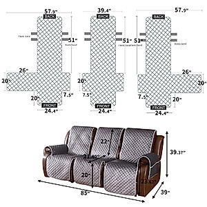 LUFEIJIASHI Non Slip Recliner Couch Covers for 3 Cushion Couch Sofa Reclining, Waterproof Recliner Sofa Covers 3 Seat, Velvet Reclining Couch Covers for Furniture Protector for Dogs Pets Dark Grey