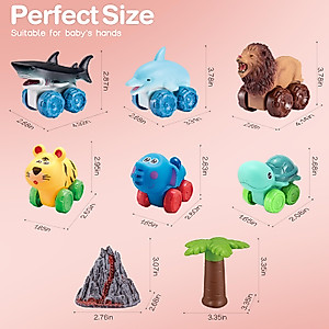 Kimiangel Baby Car Toys for Toddlers 1-3, Soft Rubber Animal Toddler Car Toys with Play Mat Storage Bag -1st Birthday Gifts for Infant (9 Pack)