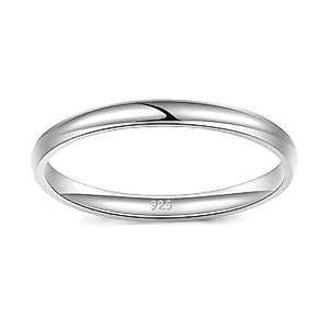 MINDDHA Sterling Silver Rings - High Polish Rings for Women, Men - Plain Dome Silver Ring - Wedding Band - Christmas, Valentines, Birthday, Mothers Day - 2mm Band Size 4