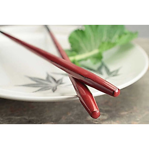 Handmade Real Lacquer Traditional Red Wakasa Chopsticks, 1 Pair, 9.25 Inches Long, Made in Japan