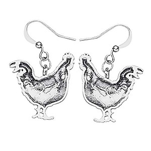 DUOWEI Cute Enamel Chicken Gifts Earrings Dangle Jewelry Accessories for Women Hypoallergenic Charms (Grey)