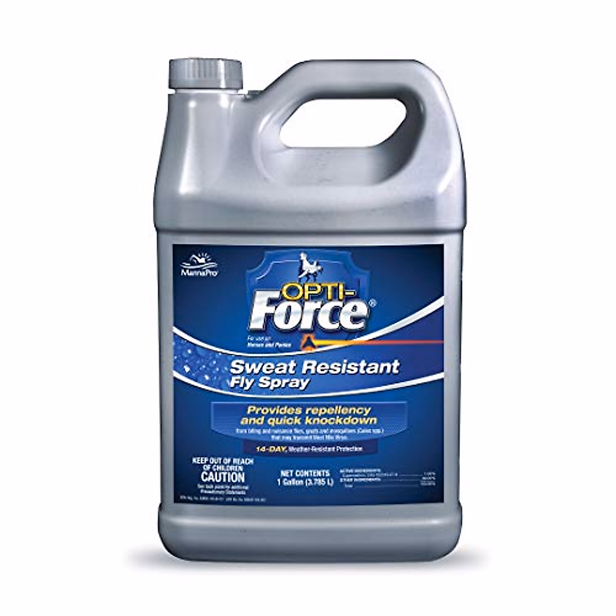 Manna Pro Opti-Force Fly Spray | Sweat Resistant for Horses and Ponies | Provides Repellency and Quick Knockdown from Biting and Nuisance Flies | 1 Gallon