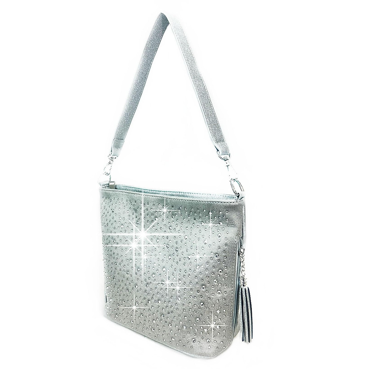 Zzfab Star Sparkling Rhinestones Crossbody Bag Pewter