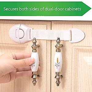 Child Safety Strap Locks (5 Pack) for Proofing Fridge, Cabinets, Drawers, Dishwasher, Toilet, 3M Adhesive No Drilling or Magnets for Furniture Kitchen Ovens Toilet Seats