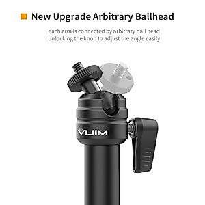 JUSMO LS04 Flexible Arm, Detachable 2-Section Magic Arm for Small Cameras, Lights and More