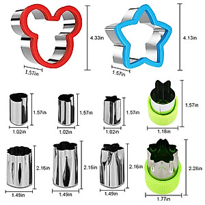 Fruit Vegetable Cutter Shapes Set, Mini Pie and Cookie Stamps Mold(8 pcs) with Melon Baller Scoop ＆ Carving Knife, Stainless Steel, DIY Fun Food Decorating Tools cookie cutter for Kitchen