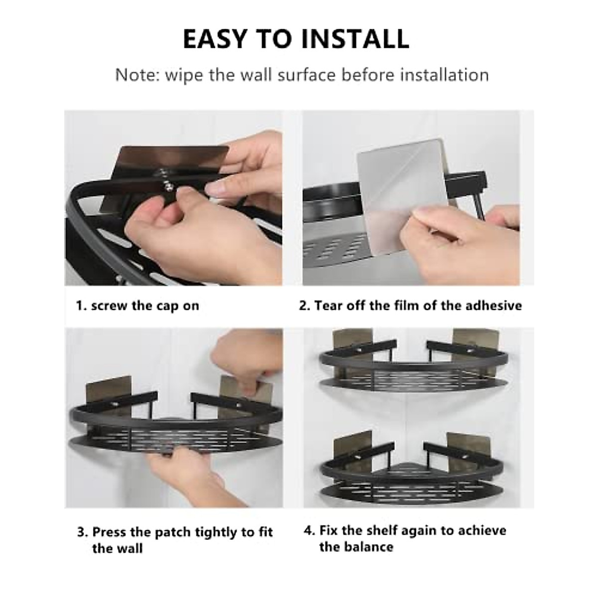 OVERWIND 2 Pack Corner Shower Caddy with 1 Soap Holder Adhesive Bathroom Shelf No Drilling Kitchen Racks Corner Shower Shelves Aluminum Shower Organizer Storage for Kitchen & Bathroom