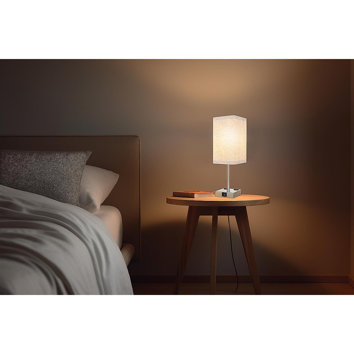 Ruiever Square Lampshades Set of 2, Linen Lampshades L6.3"x W6.3" x H9.84" High, Easy Assembly Replacement Fabric Lampshades for Table Lamps Floor Lamps, Beige Color Lampshade,