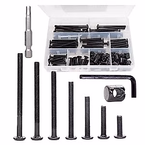 cSeao 100pcs M6 Baby Bed Crib Screws Black Hex Socket Cap Barrel Screws to Build Crib Furniture Chairs Cot,15mm/ 25mm/ 35mm/ 45mm/ 55mm/ 65mm/ 75mm