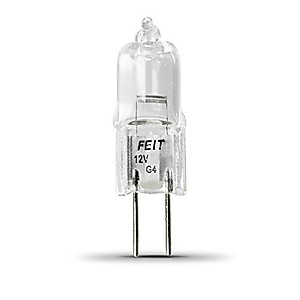 Feit Electric BPQ20T3/RP 20-Watt T3 Halogen Bulb with G4 Bi-Pin Base, Clear, 2800K Warm White, 1.3" H x 0.3" D