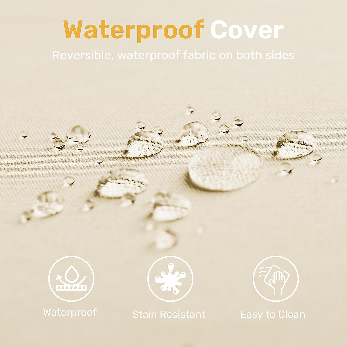 UNIKOME Outdoor Chair Cushions Pack of 4, Water Resistant Patio Cushions with Ties, High Density Sponge Filling Square Corner Seat Cushions for Outdoor Furniture, 18.5"x16"x3", Beige