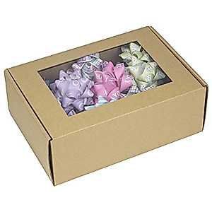 RUSPEPA Paper Birthday Gift Bow Assortment - Pink, Purple, Blue and Green Design for Birthday, Holiday, Party, Wedding, Baby Shower - Total 14 Bows, 3 Size