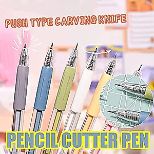 6pc Knife Pen Craft Cutting Tools, Pen Knife for Crafts, Creative Retractable Hobby Knife Pen, Exacto Knife Pen Cute, Thin Blade for Art Paper Scrapbook, Paper Pen Cutter, Pen Cutter Tool