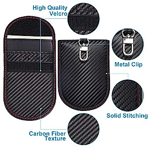 Faraday Bag for Key Fob (2 Pack), TICONN Faraday Cage Protector - Car RFID Signal Blocking, Anti-Theft Pouch, Anti-Hacking Case Blocker (Carbon Fiber Texture)