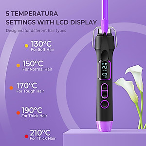 3/8 Inch Curling Iron, Professional 9mm Curling Iron for Short & Long Hair, Ceramic Curling Wand with Temps Control 120 ℃-210 ℃,Small Curling Iron, Dual Voltage Wand Curling Iron, Travel Curling Iron