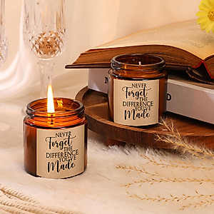 Fumete 10 Pcs Never Forget The Difference You Make Candles Inspirational 3.5 oz Retirement Candle Gifts Thank You Gifts Employee Appreciation Gifts for Women Coworkers Teacher Nurse(Brown)