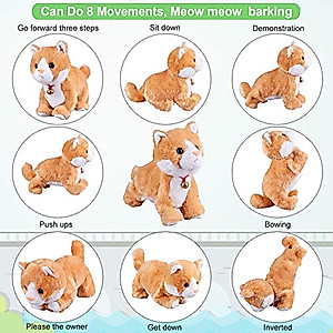 Yellow Robot Cat Plush Cat Stuffed Animal Interactive Cat Meow Kitten Touch Control, Electronic Cat Pet, Robotic Cat Cat Kitty Toy, Animated Toy Cats for Girls Baby Kids L:12"