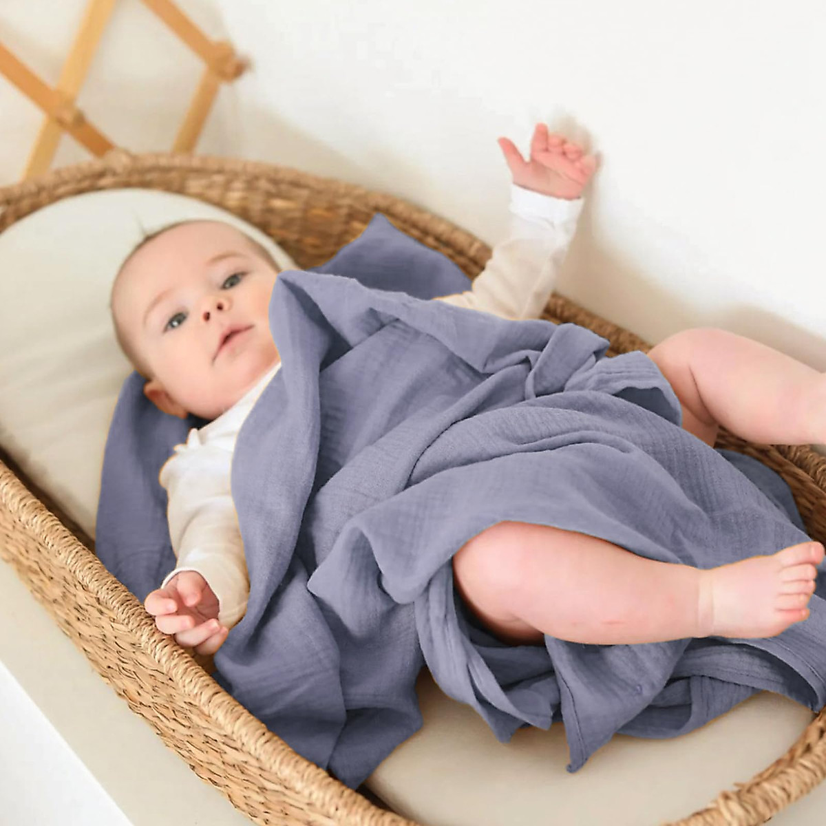 Mom Beebi Muslin Swaddle Blankets, 100% Muslin Cotton Swaddle Blanket for Unisex, 4 Pack Skin-Friendly and Breathable Baby Blankets, 47 x 47 inches - Autumnal Warmth