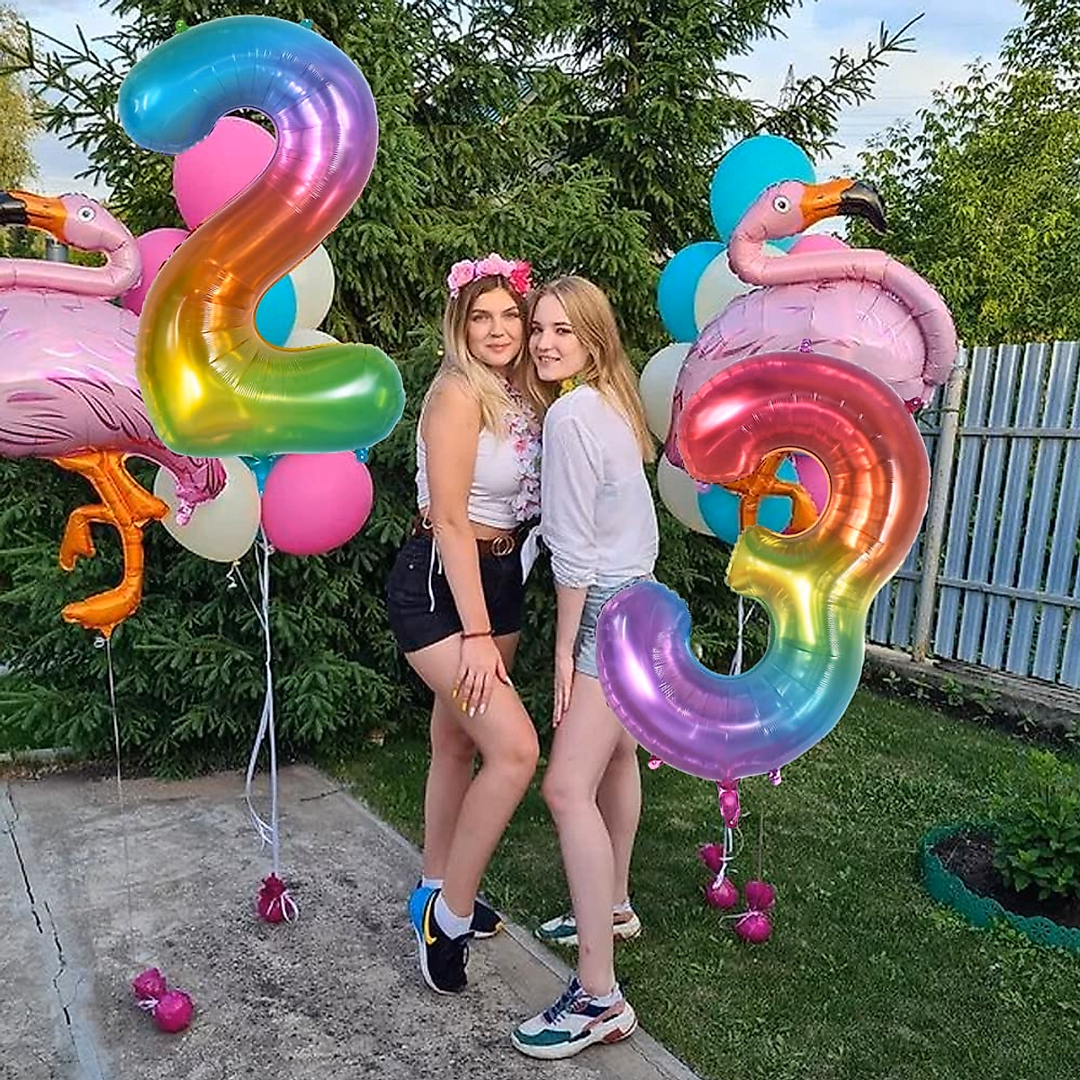 TONIFUL 40 Inch Rainbow Jelly Large Numbers Balloon 0-9 Birthday Party Decorations,Foil Mylar Big Number Balloon Digital 3 for Birthday Party,Bridal Shower Engagement Photo Shoot, Anniversary