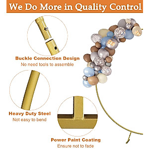 Fandature 7 Ft Round Wedding Arch for Ceremony Metal Balloon Arch Stand with Two Water Bags for Party Decoration Circle Backdrop Stand for Birthday, Gold