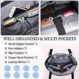 Laptop Tote Bag for Women, 15.6 Inch Computer Shoulder Bag Teacher Work Bag Travel Purse with Small Pouch VONXURY